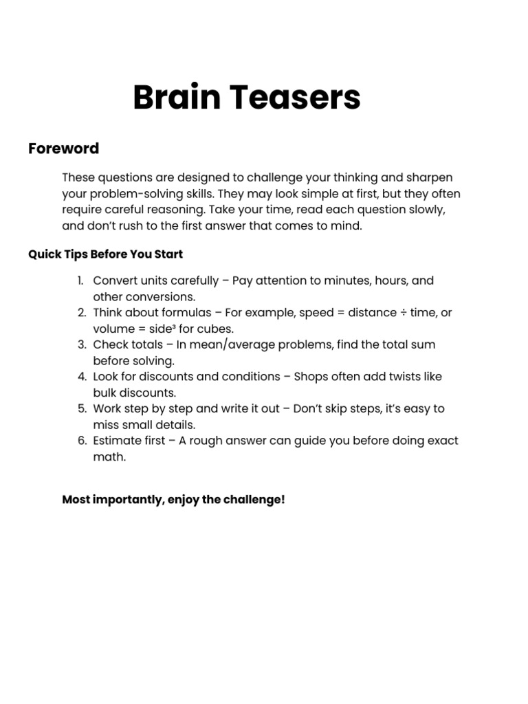 GCSE Brain Teaser Workbook | PDF | Area | Elementary Geometry
