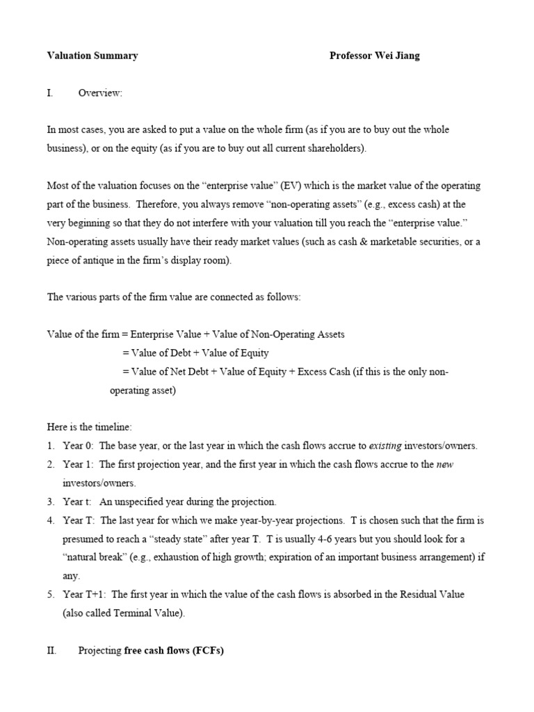 Valuation Summary | PDF | Cost Of Capital | Beta (Finance)