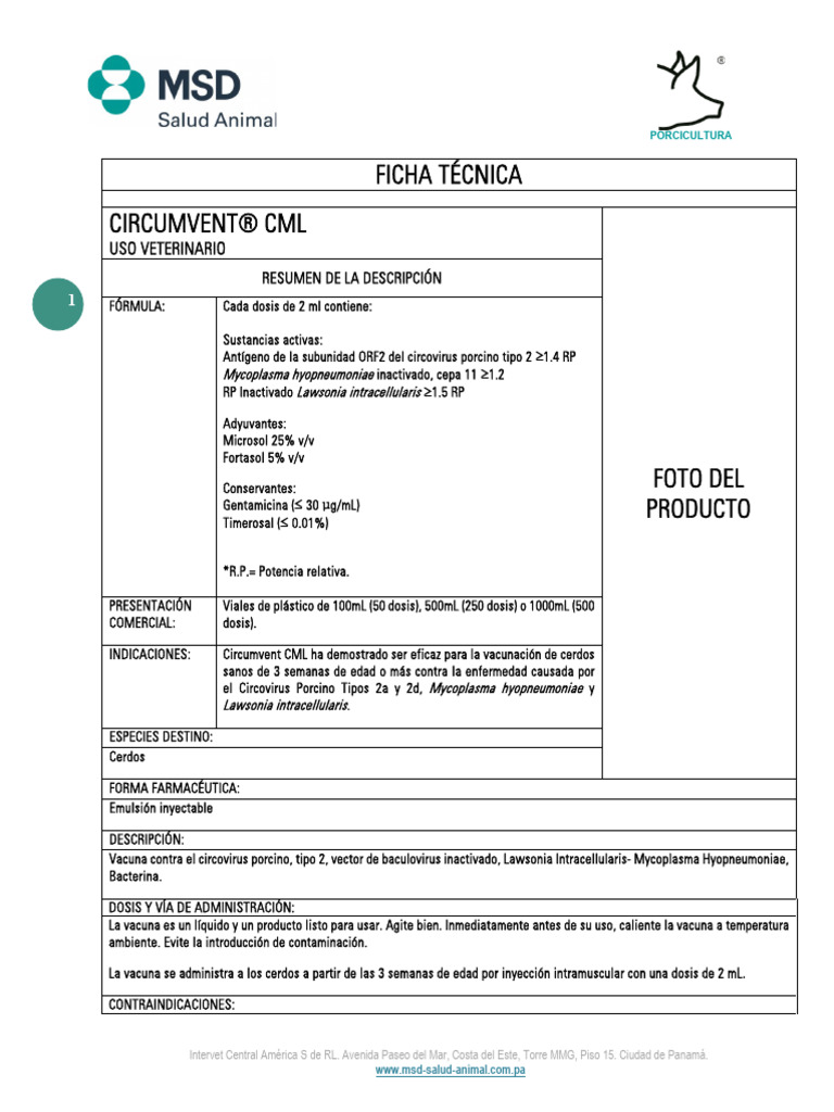 Vacuna Circumvent CML para Cerdos | PDF | Medicamentos con receta | Cerdo