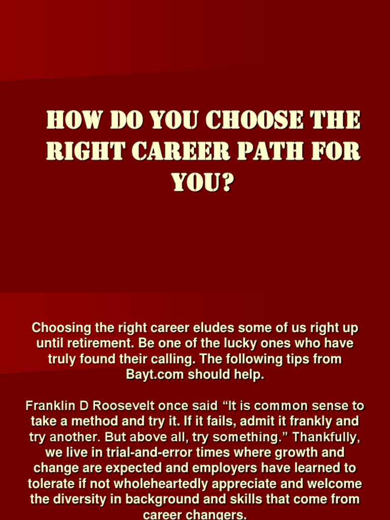 How Do You Choose The Right Career Path | PDF | Motivation | Motivational