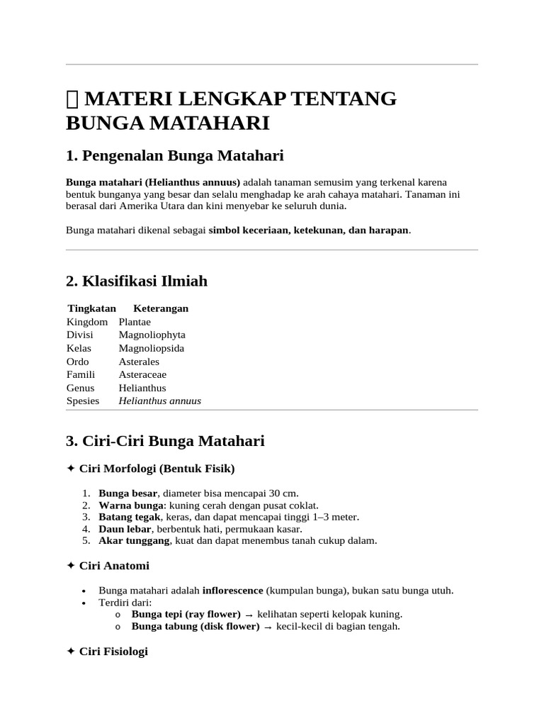 Panduan Lengkap Bunga Matahari | PDF