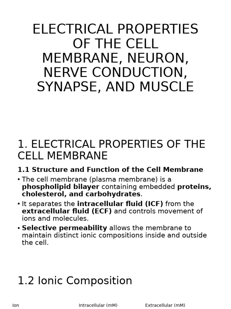 Electrical Properties of Cells and Nerves | PDF | Chemical Synapse ...