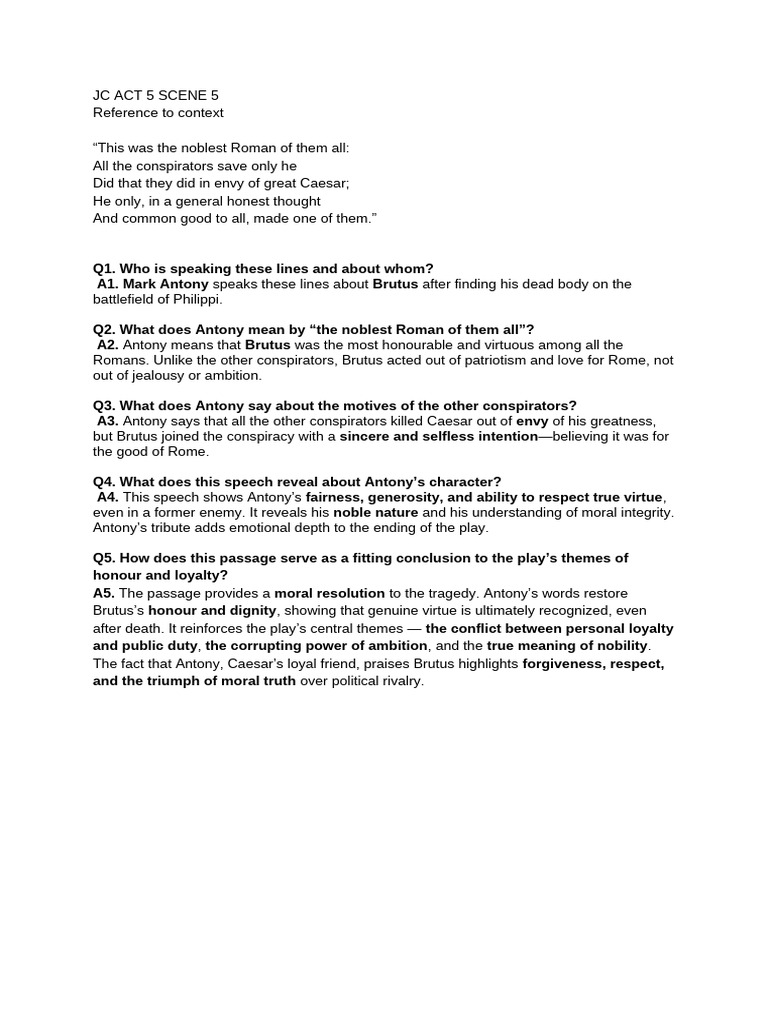 JC Act 5 Scene 5 | PDF