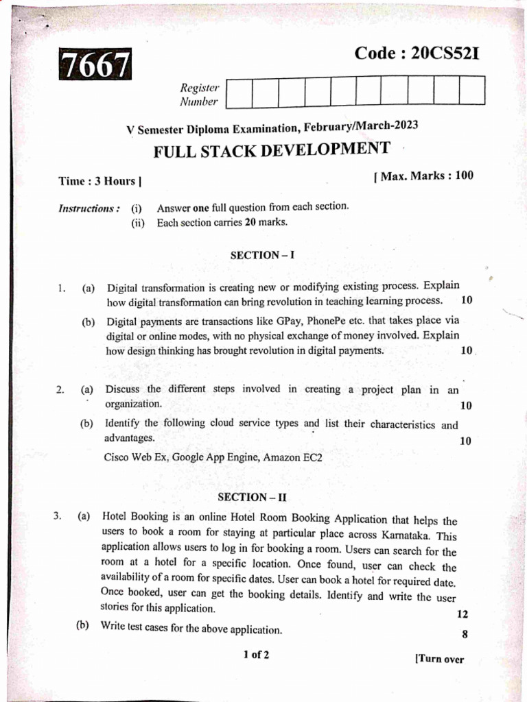 FSD Question Paper | PDF