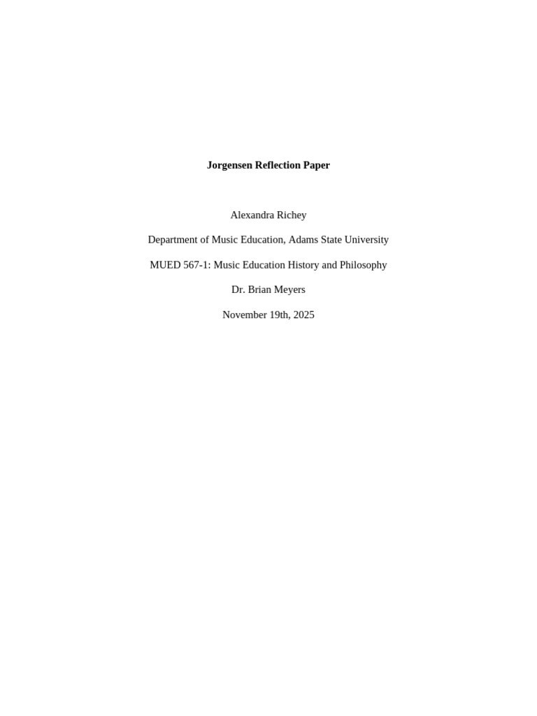 Jorgensen Reflection | PDF | Dialectic | Aesthetics