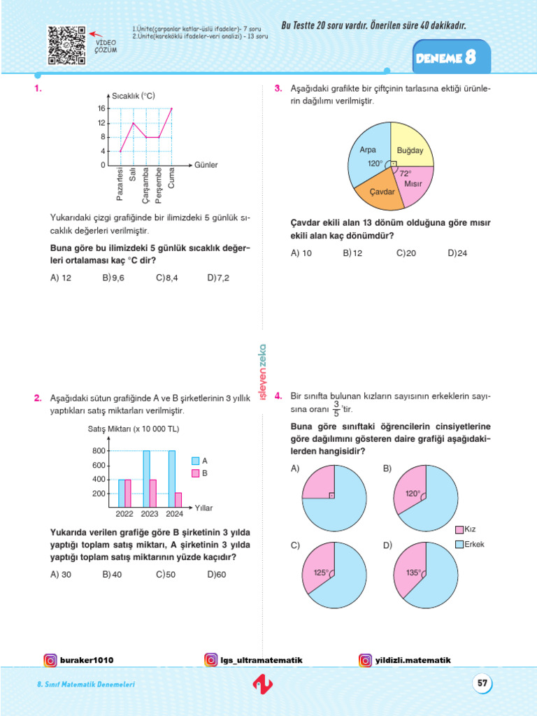 8 i̇şleyen Zeka Mat Deneme-8 i̇lk 2 Üni̇te | PDF