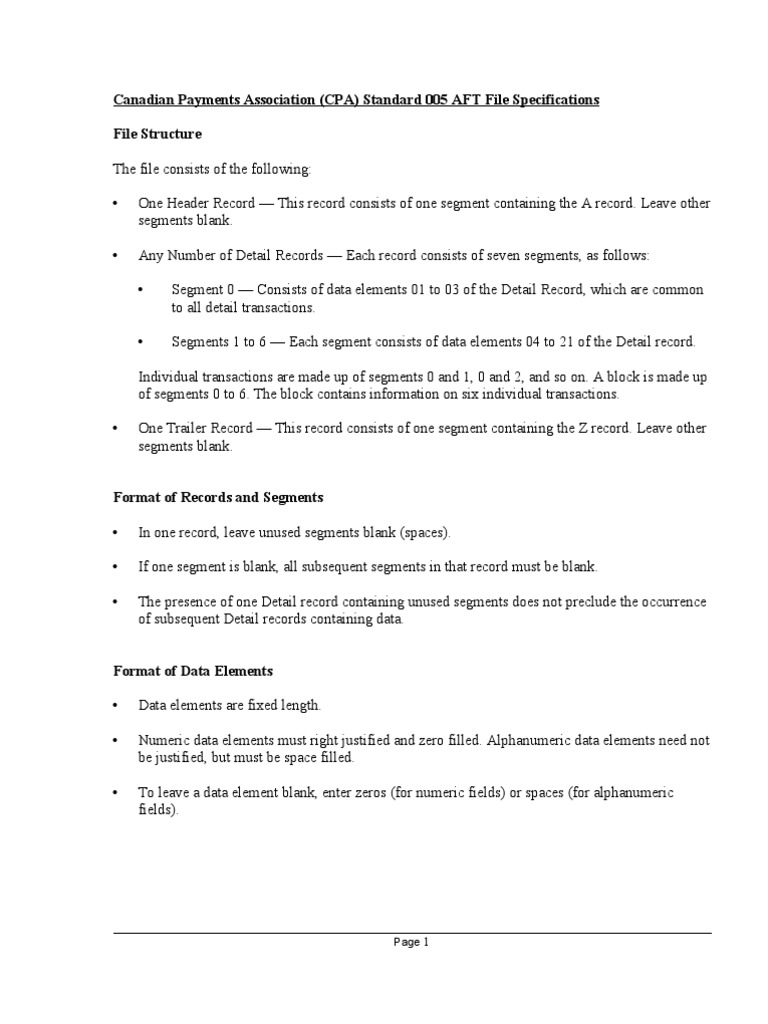 CPA Standard 005 File Specifications | PDF | Financial Transaction ...