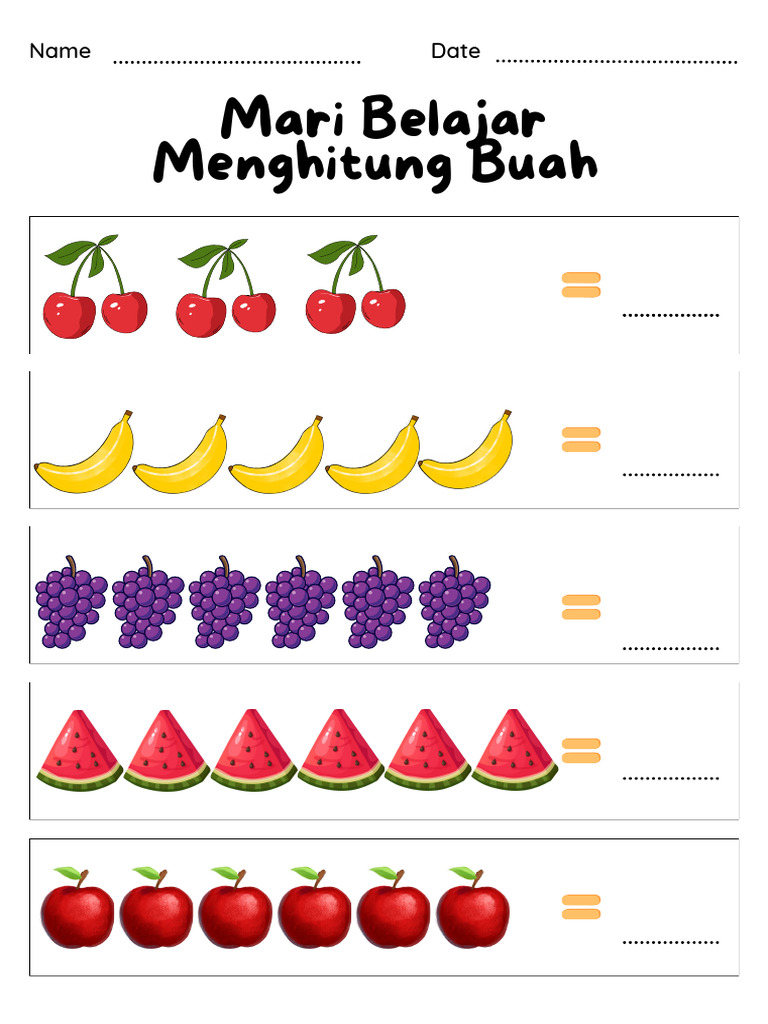 Counting Fruits Math Number Worksheet - 20251123 - 081413 - 0000 | PDF