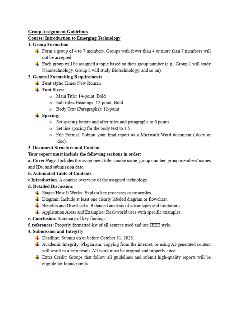 Group Assignment Guidelines for Tech Course | PDF | Computing