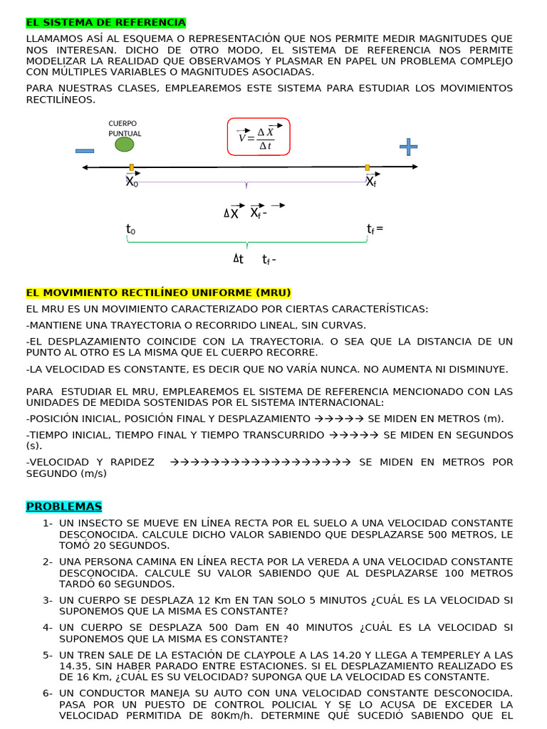 Sistema de referencia y MRU | PDF | Velocidad | Mecanica clasica