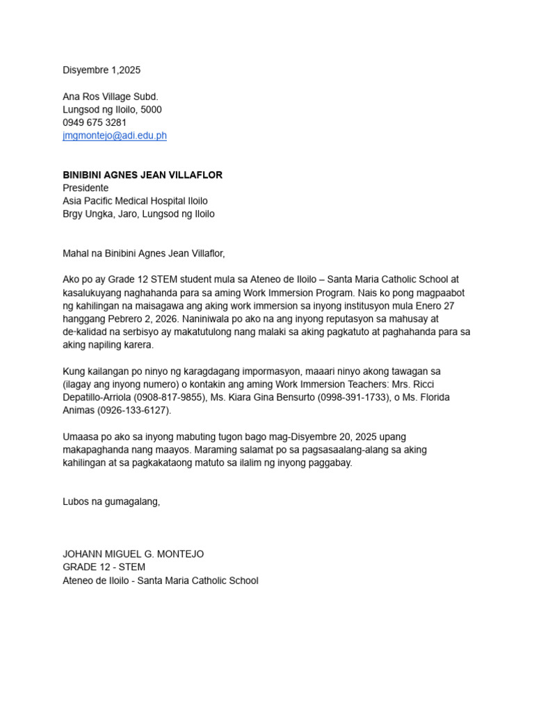 Application Letter for Fil | PDF