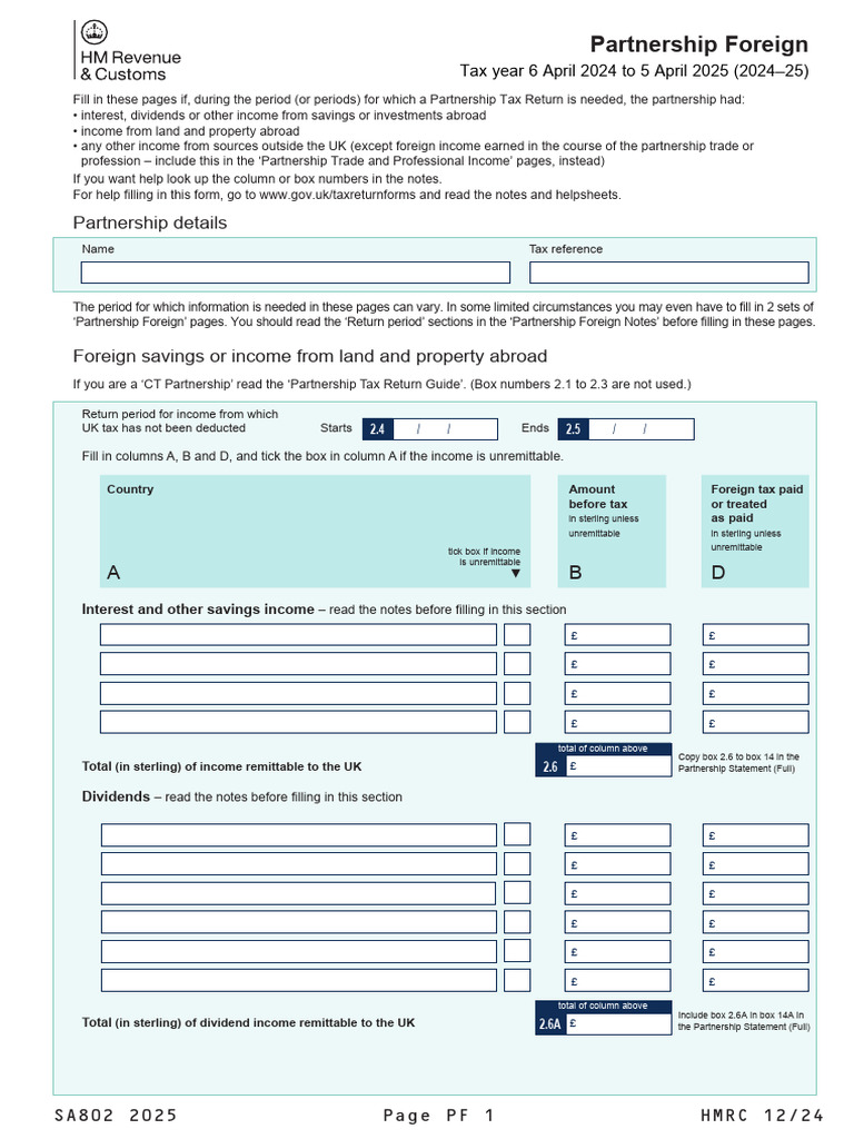 Partnership Foreign Income Tax Return 2025 | PDF | Taxes | Taxable Income