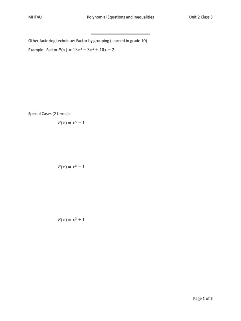 Factoring Polynomial Equations Guide | PDF