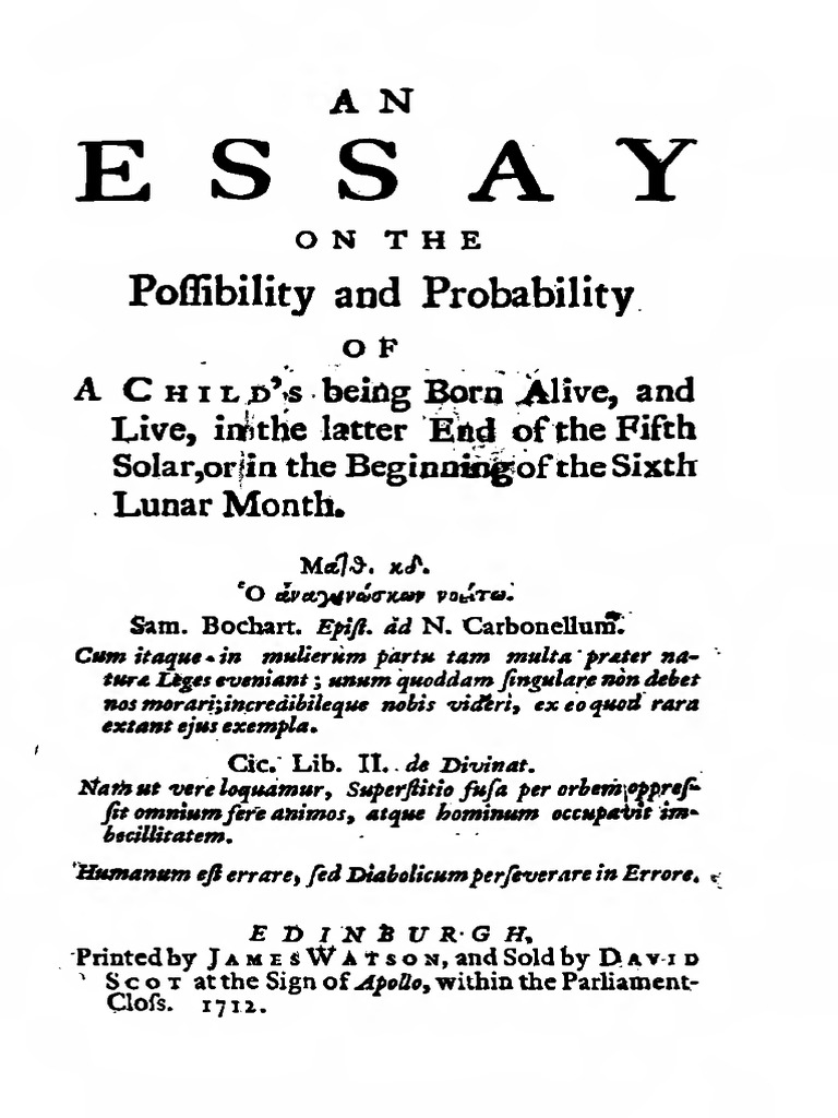 Book - 1712 - David Dickson - Probability of A Child's Being Born Alive ...