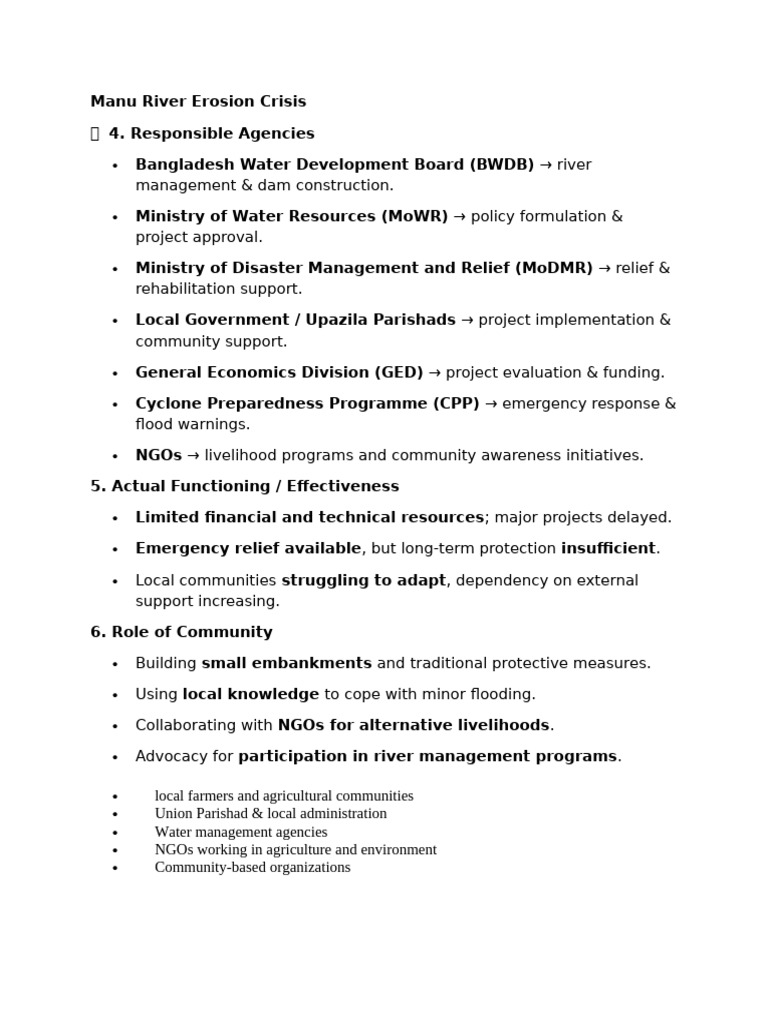 Manu River Erosion: Causes and Solutions | PDF | Flood | Emergency ...