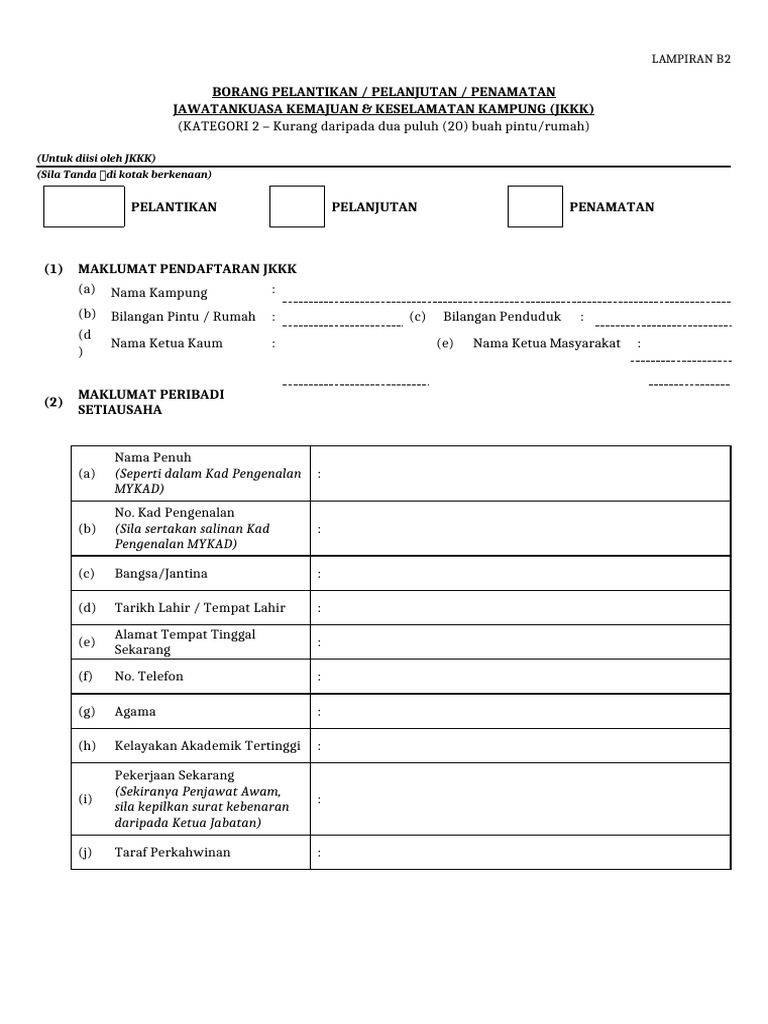 Borang Pendaftaran JKKK - Lampiran b2 & d2 (B) (Kurang 20 Pintu ...