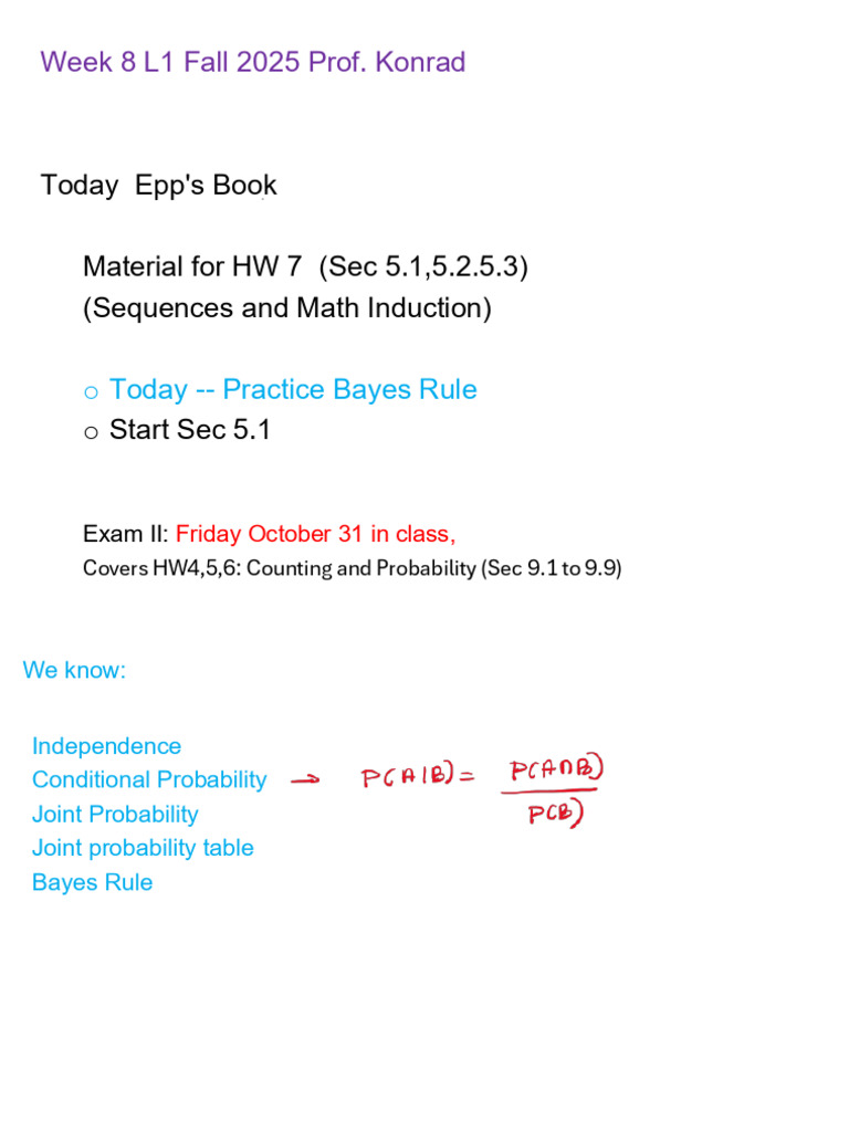 Bayes Rule and Sequences Practice | PDF | Summation | Arithmetic