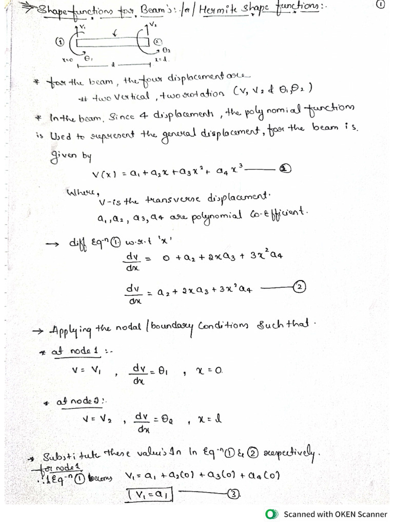 Shape Func. Beams Hermite Shape Func. | PDF
