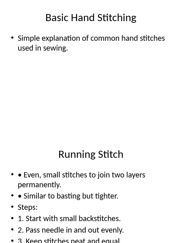 Basic Hand Stitching Presentation | PDF
