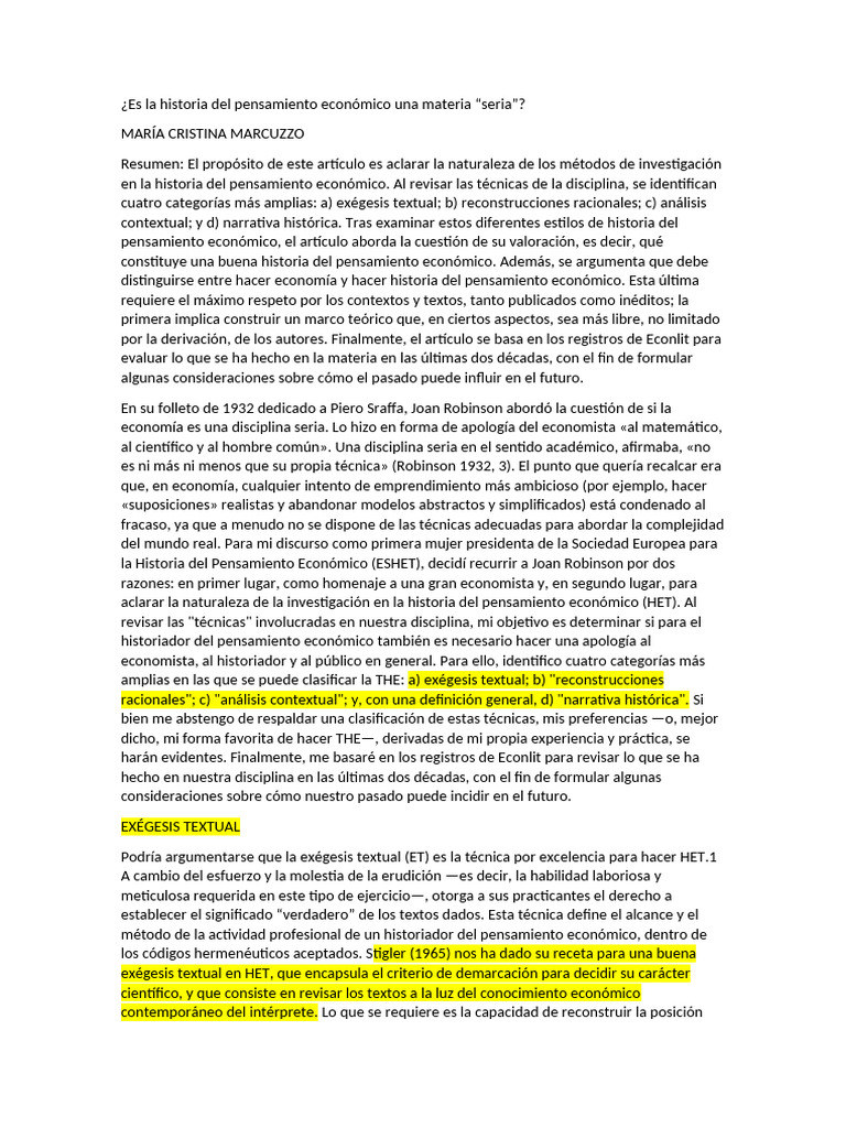 Is History of Economic Thought - Maria Marcuzzo TRAD | PDF | Economía ...