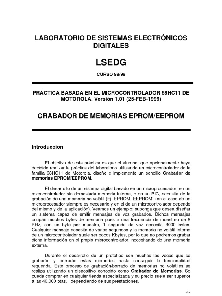 Lab Eprom Eeprom | PDF | Microcontrolador | Almacenamiento de datos de ...