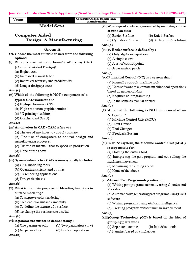 Computer Aided Design and Manufacturing Bihar 5th Semester | PDF ...