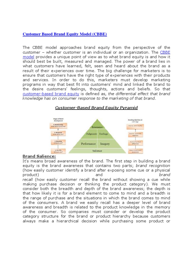 CBBE-Brand Equity Model | PDF | Brand | Psychological Concepts