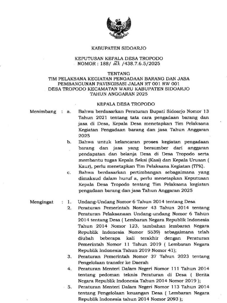 SK & Rab Pembangunan Paving RW 001 | PDF