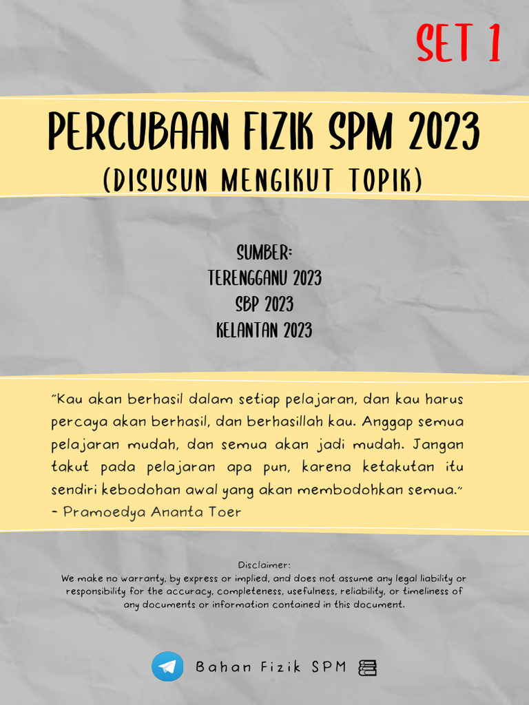 Soal Percubaan Fizik SPM 2023 | PDF