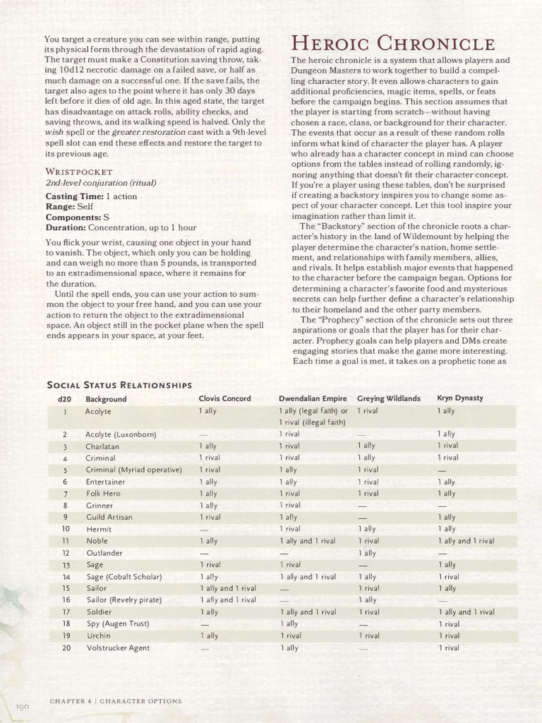 Character Creation in Wildemount | PDF