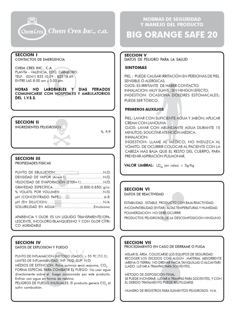 Big Orange Safe 20 - NSMP | PDF | Agua | Dióxido de carbono