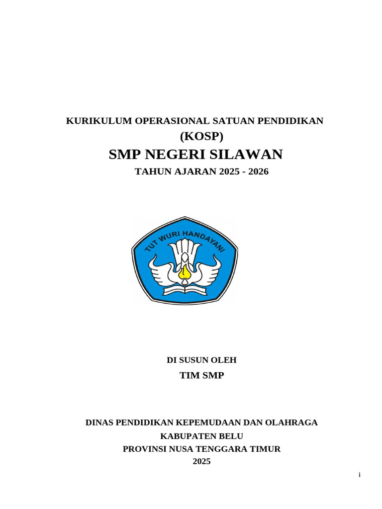 Kurikulum Operasional SMP Silawan 2025 | PDF