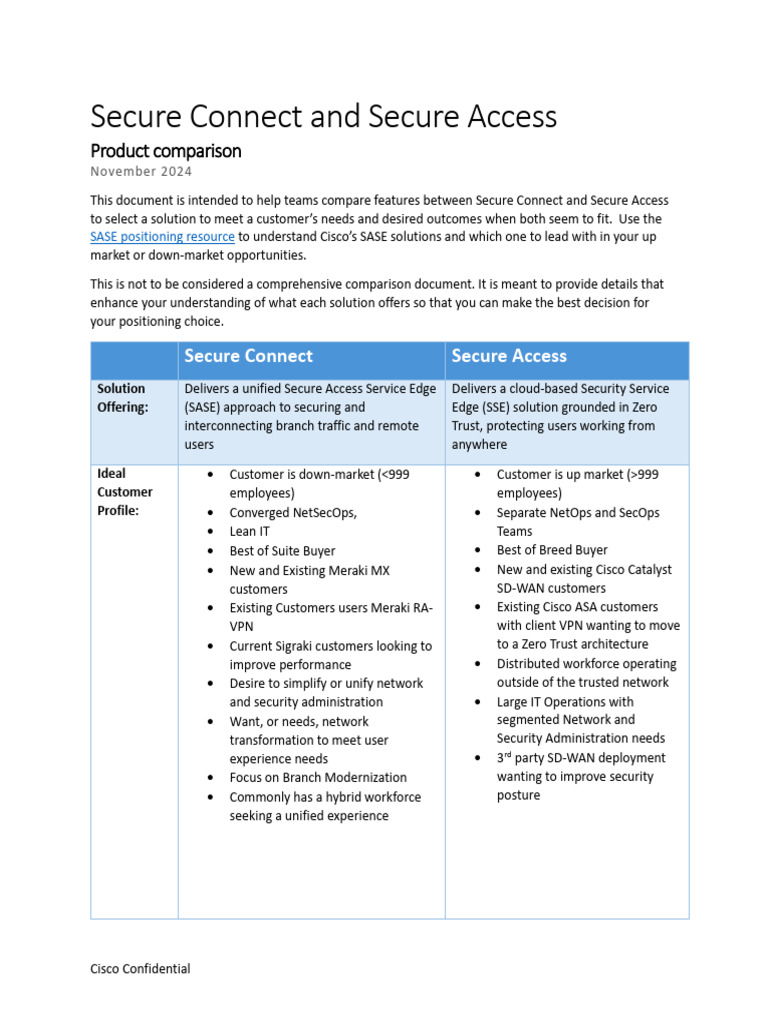 Cisco Secure Connect vs. Secure Access Comparison | PDF | Cloud ...