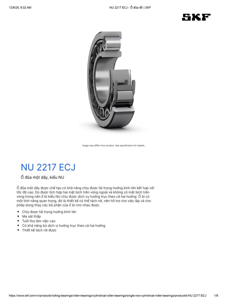 Nu 2217 Ecj - Đũa Đ - SKF | PDF