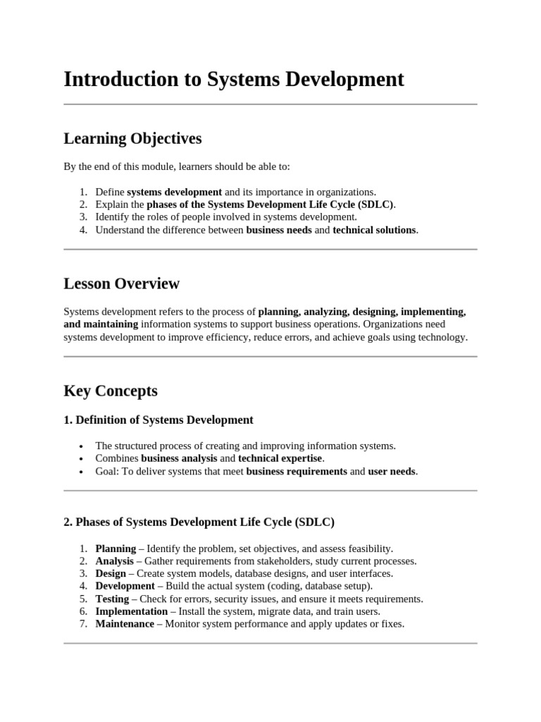 Introduction To Systems Development | PDF | Software Testing | Software ...