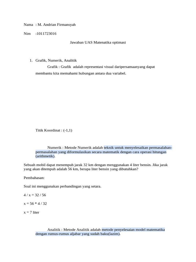 Tugas Uas Matematika Optimasi | PDF