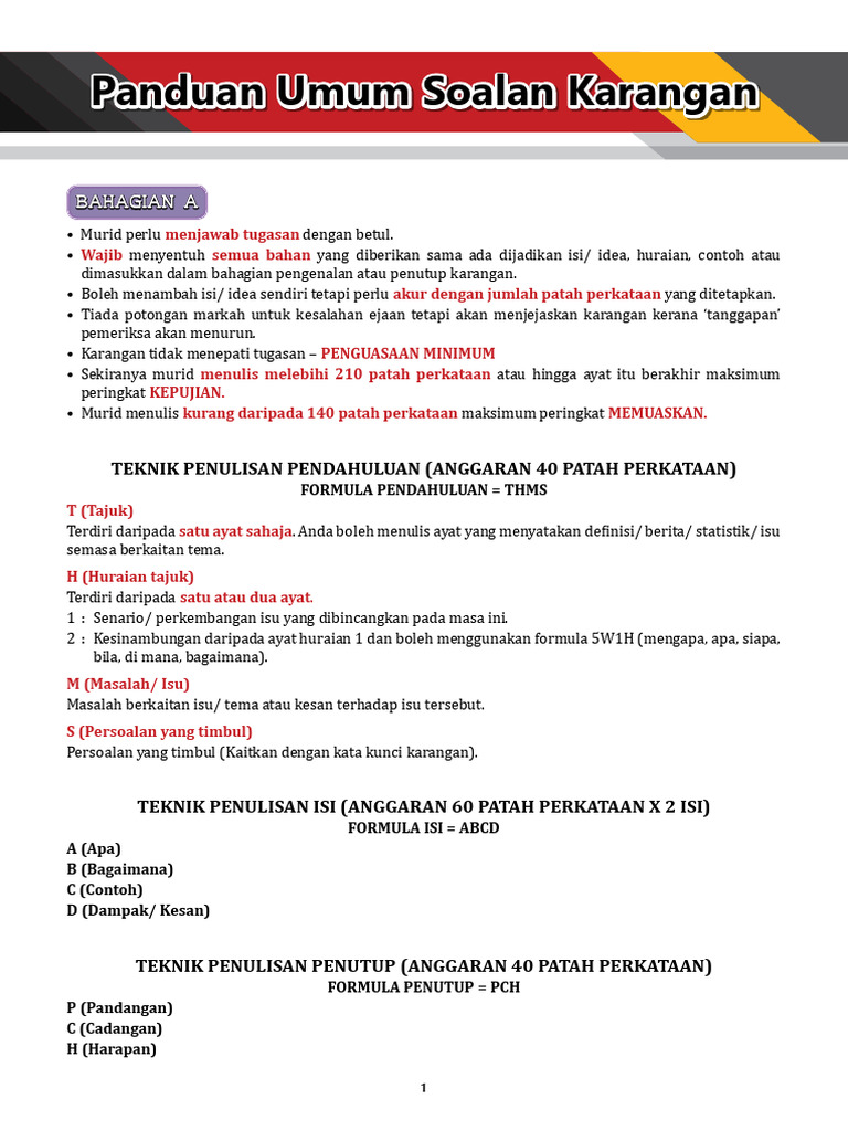 BM 4-Panduan Menulis Karangan Respons Terhad | PDF