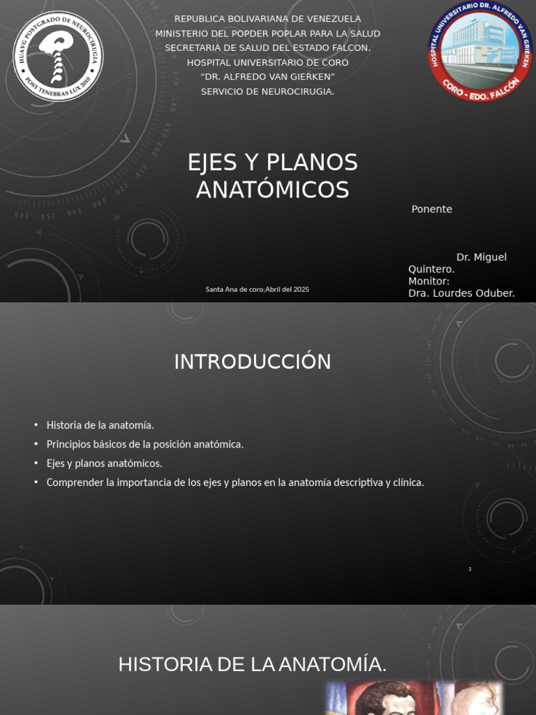 Ejes y Planos Anatómicos en Anatomía | PDF | Términos anatómicos de ...
