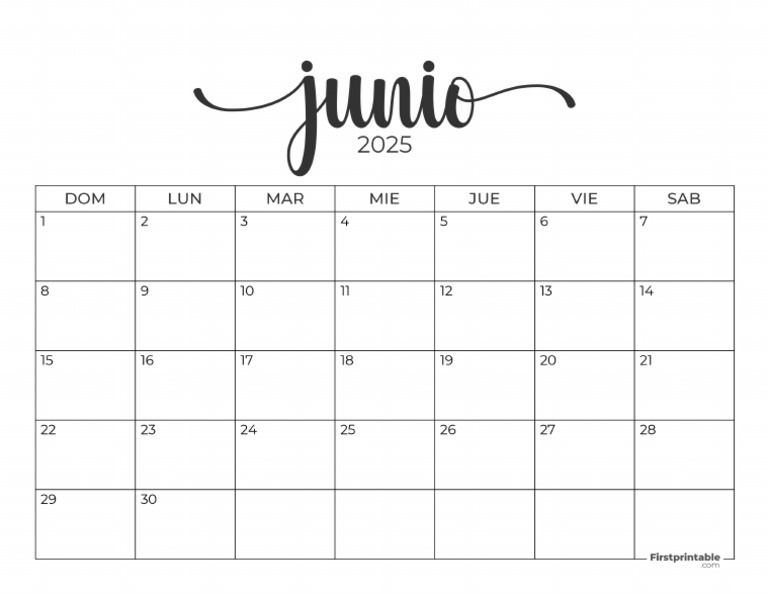 Spanish Printable June Calendar 2025 Template 51 Firstprintable Com | PDF