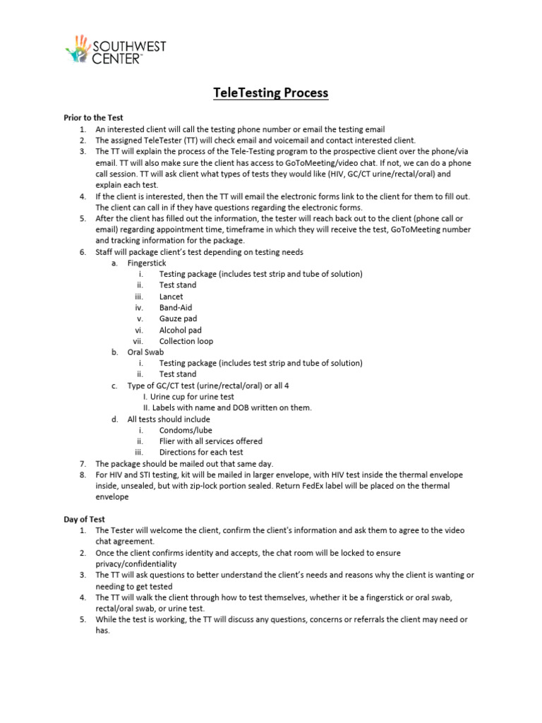 TeleTesting STI Testing Process | PDF
