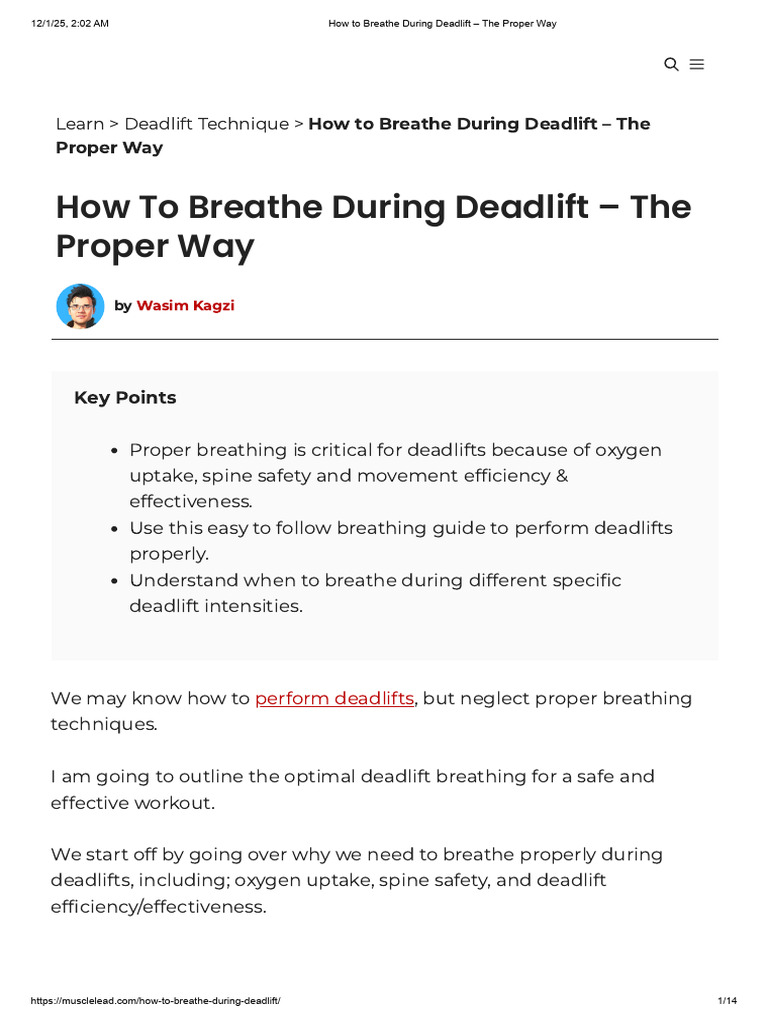 Proper Breathing for Deadlifts Guide | PDF | Lung | Breathing