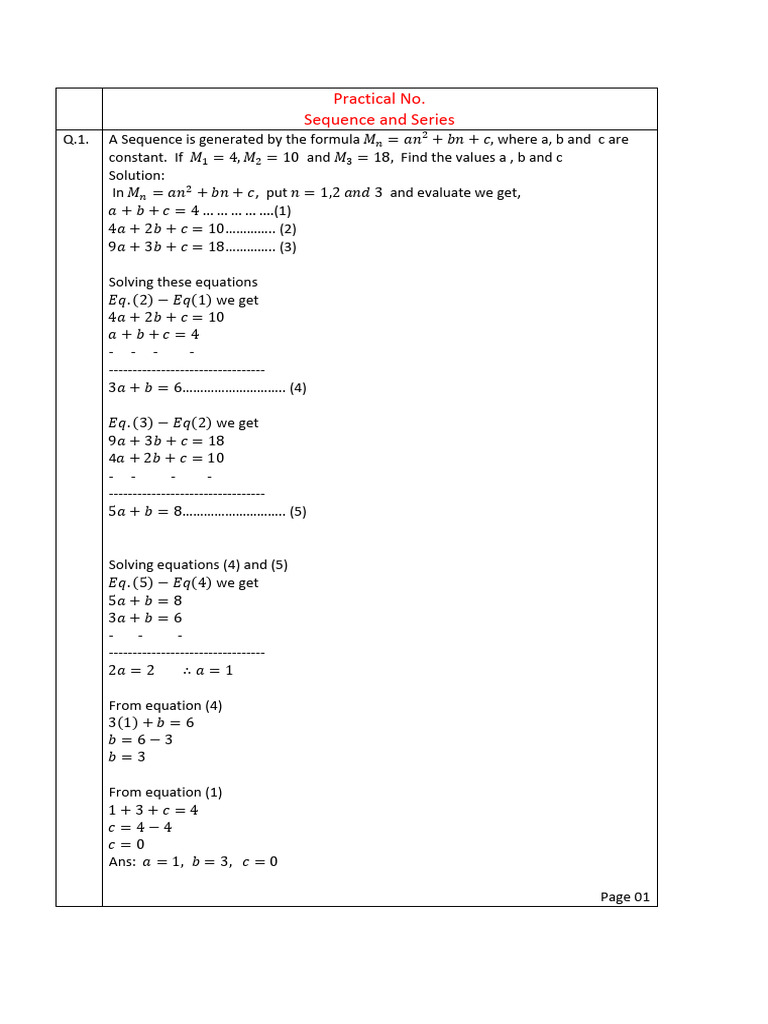 Practical No 4 Sequence and Series | PDF | Mathematical Objects ...
