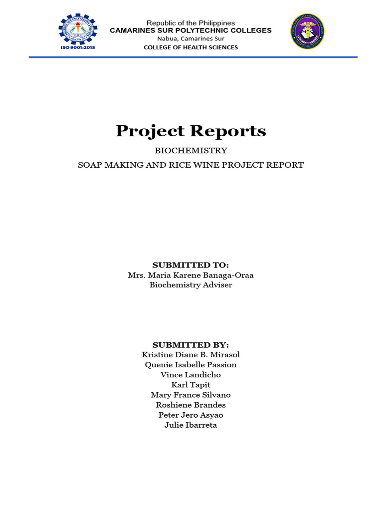 Biochemistry Project Report GROUP3 BSN1G 1 | PDF | Soap | Sodium Hydroxide
