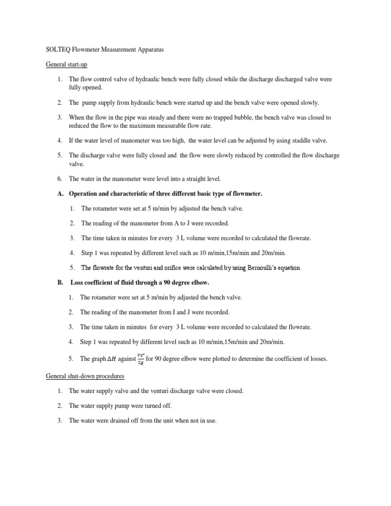 SOLTEQ Flowmeter Measurement Apparatus | PDF