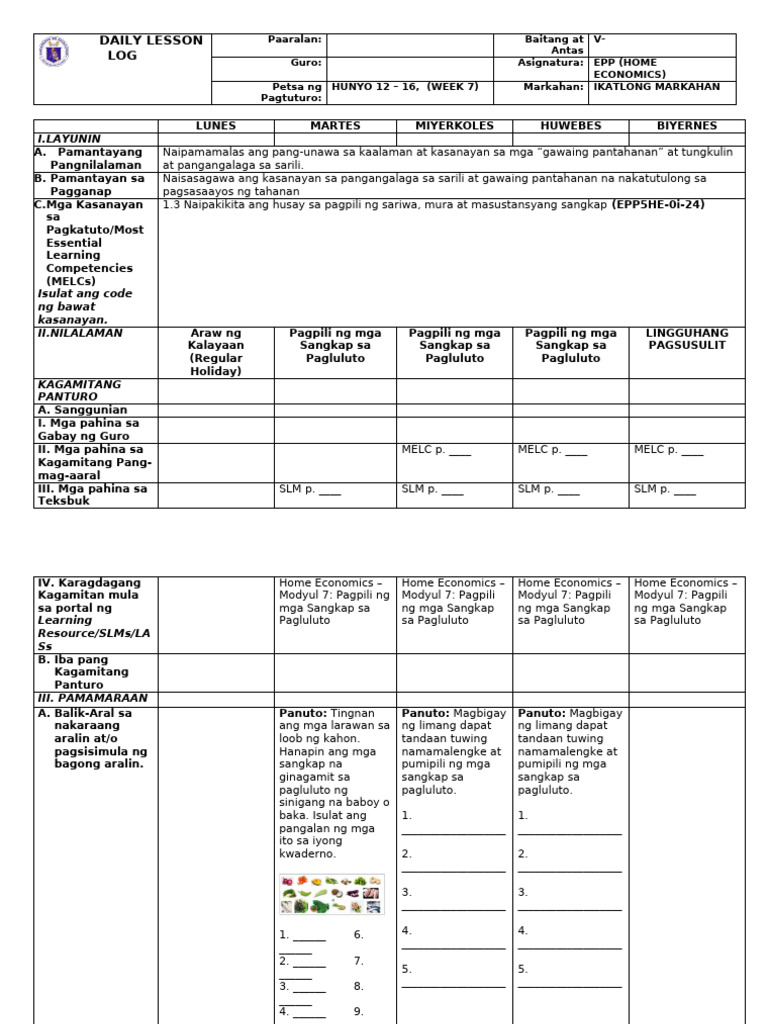 DLL Epp He 4 Week 7 | PDF