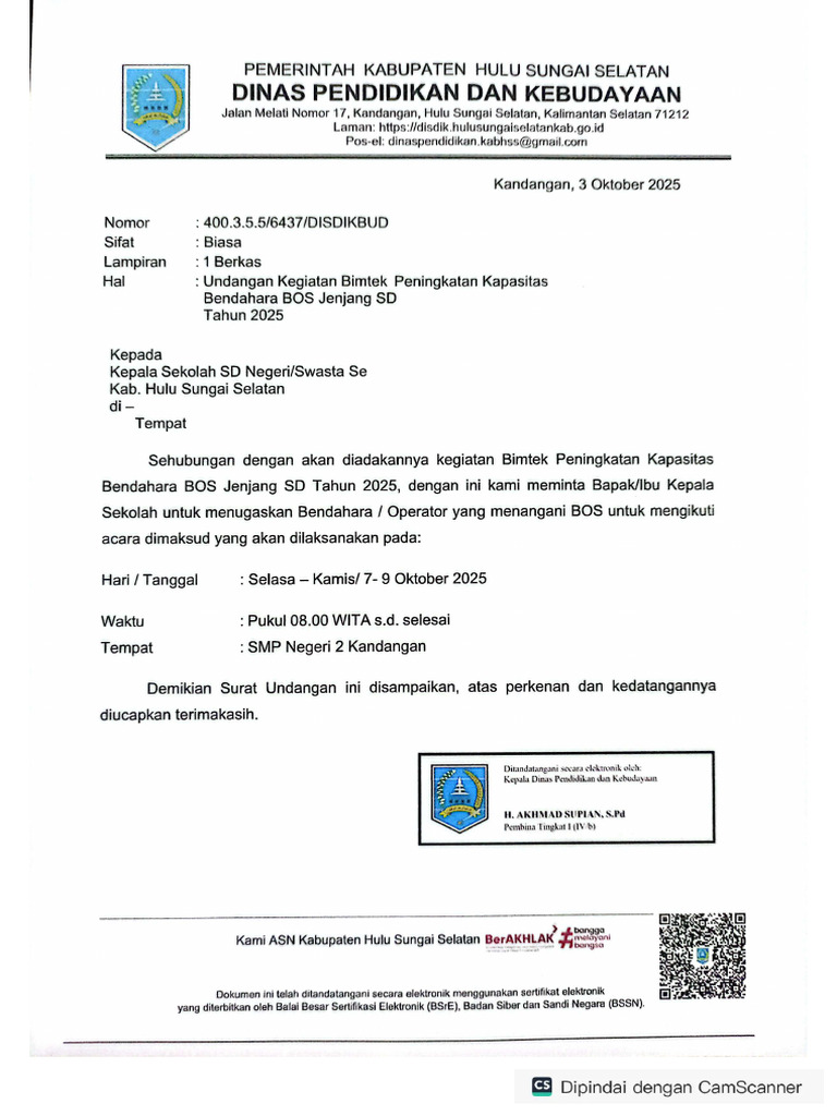 Revisi Undangan Bimtek BOSP | PDF