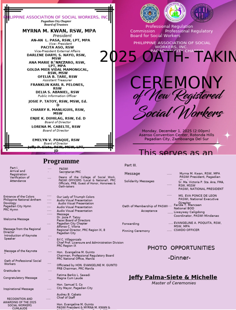 2025 Oath-Taking Ceremony for Social Workers | PDF