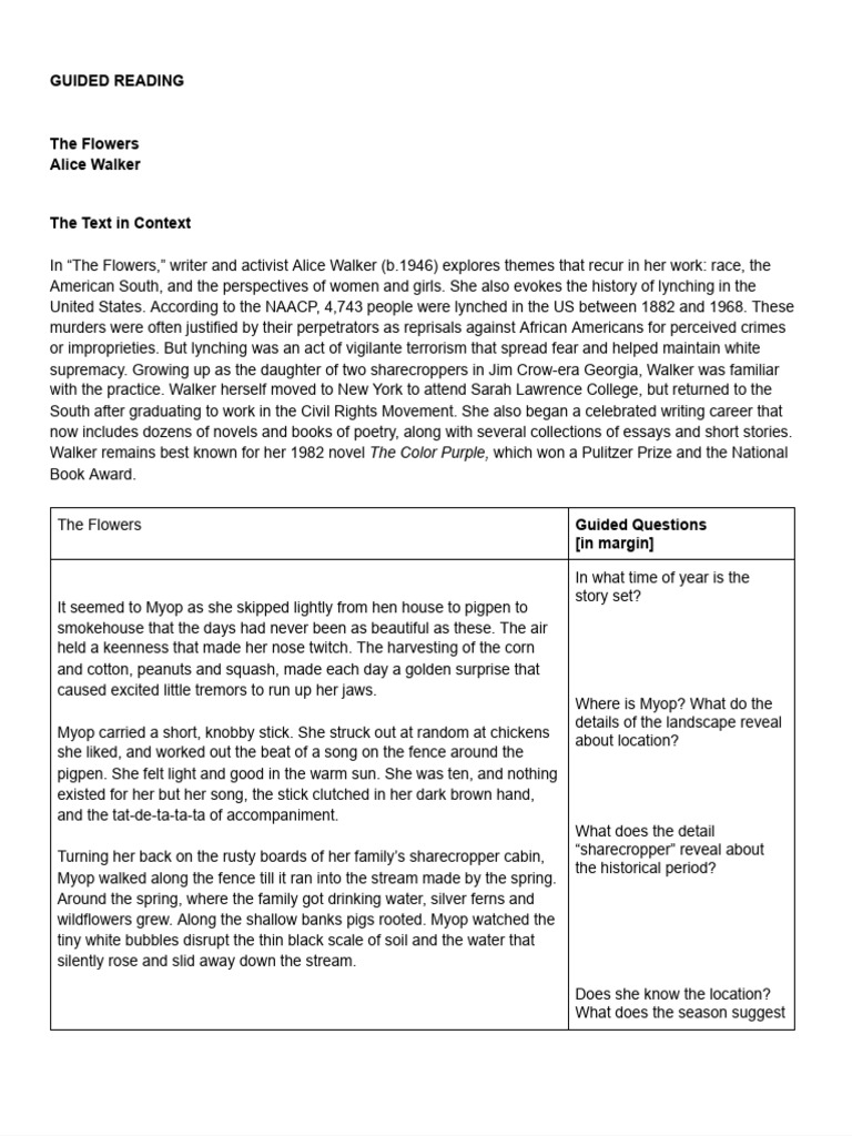 The Flowers - Alice Walker (1) | PDF