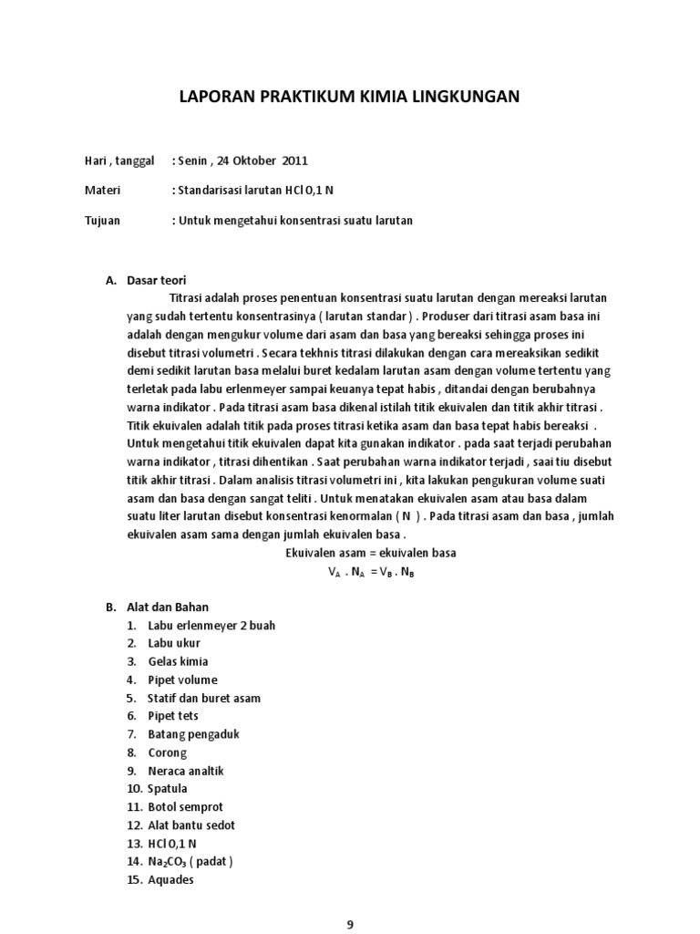 STANDARISASI LARUTAN HCL 0 | PDF
