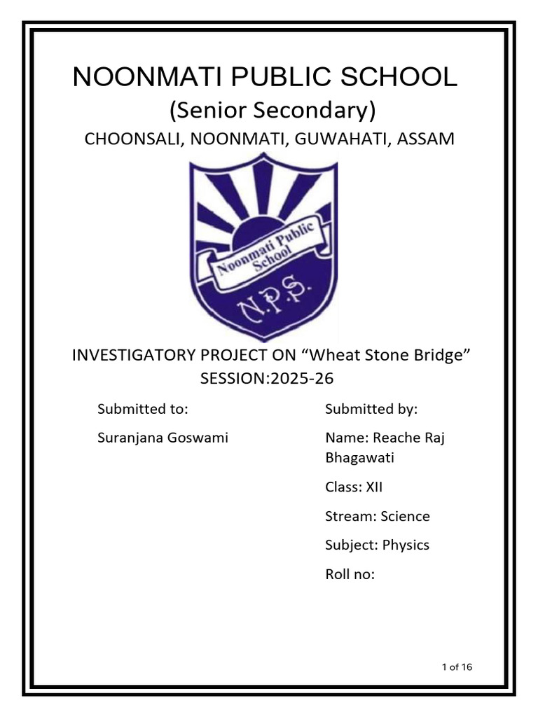 Wheatstone Bridge Investigatory Project | PDF | Electricity ...